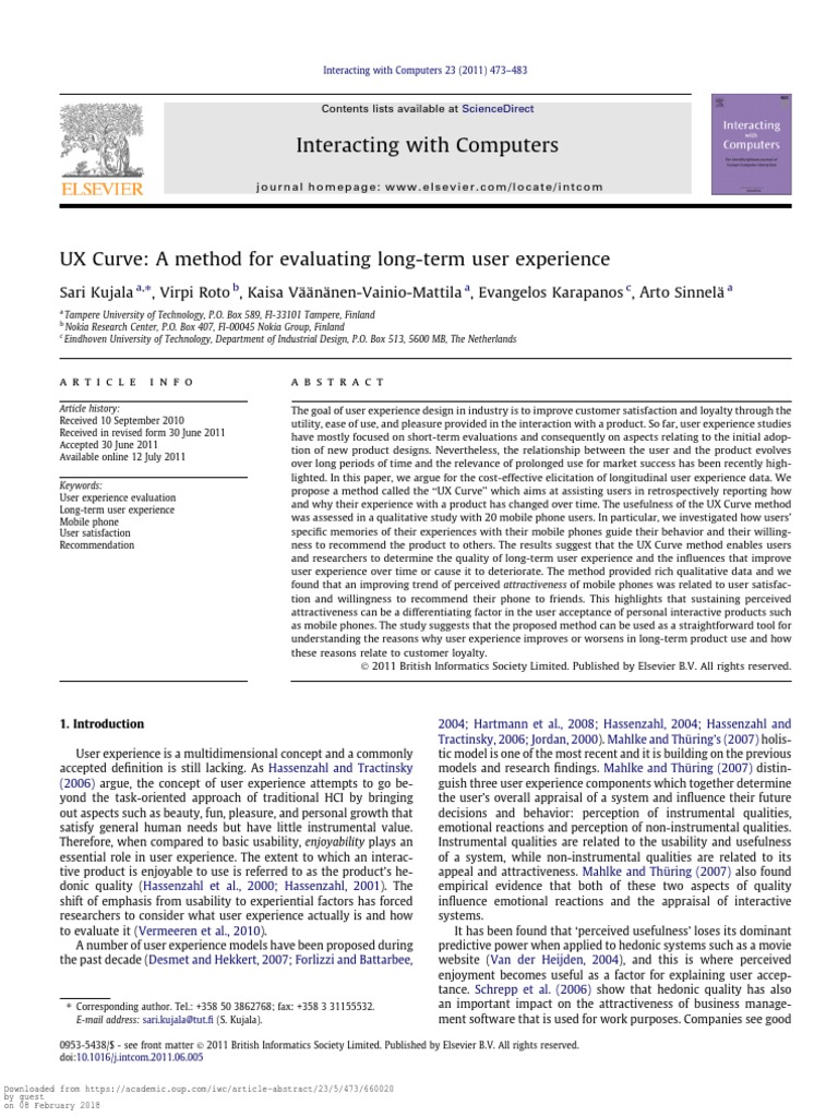 UX Curve A Method For Evaluating Long-Term User Experience | PDF | User ...