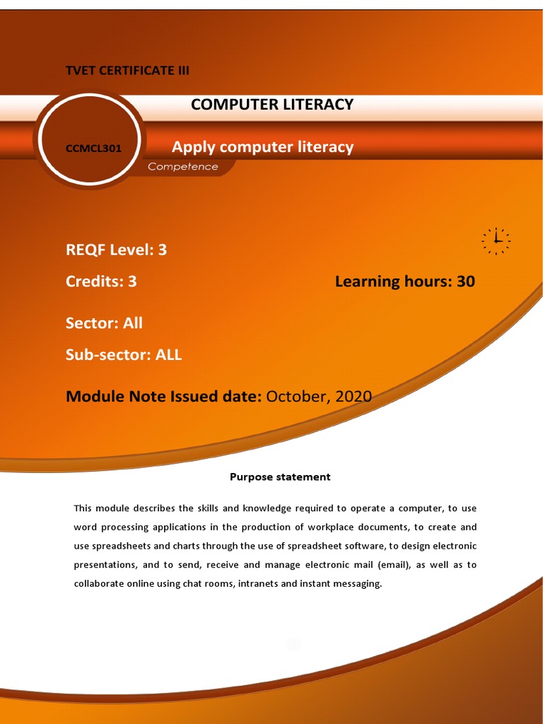 Apply computer literacy skills | PDF | Read Only Memory | Computer Memory
