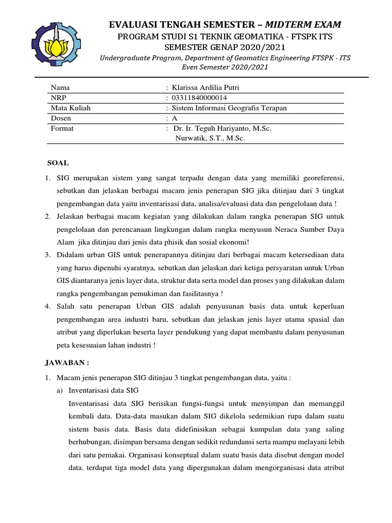 Ujian Tengah Semester Geomatika | PDF | Sains & Matematika | Komputer