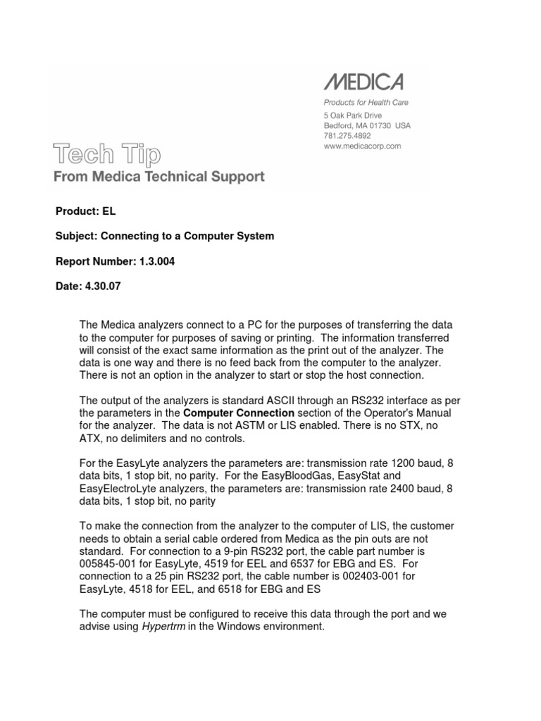 1.3.004 EasyLyte Connecting To A Computer or LIMS | PDF