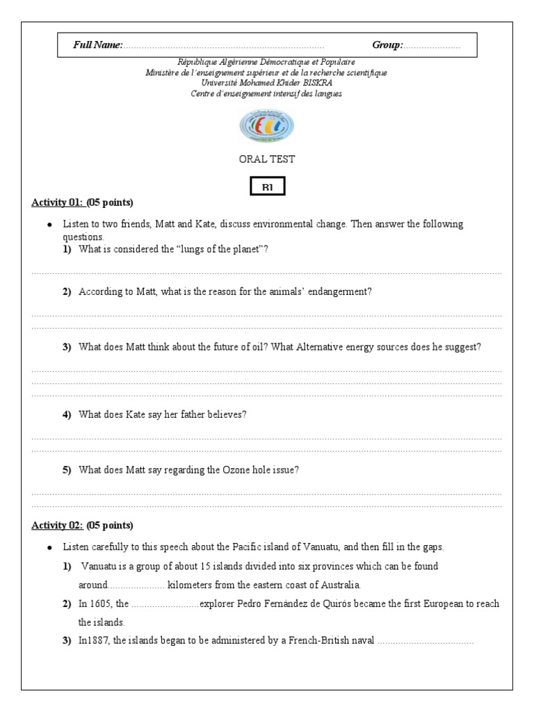 B1 Listening Activities on Environment | PDF | Nature | Natural Environment