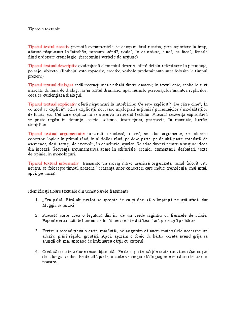 Tiparele Textuale | PDF