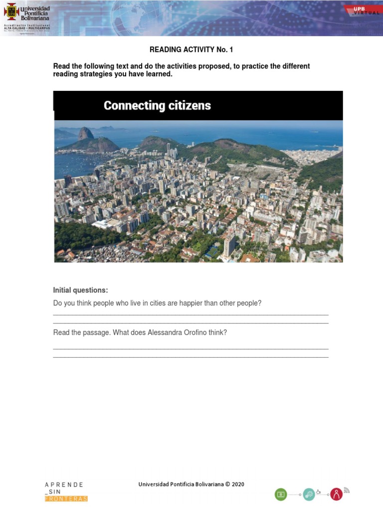 Reading Activity No. 1 Read The Following Text and Do The Activities ...