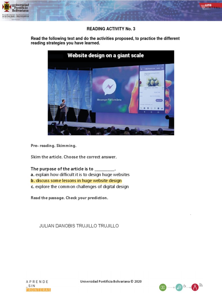 Reading Activity No. 3 Read The Following Text and Do The Activities ...