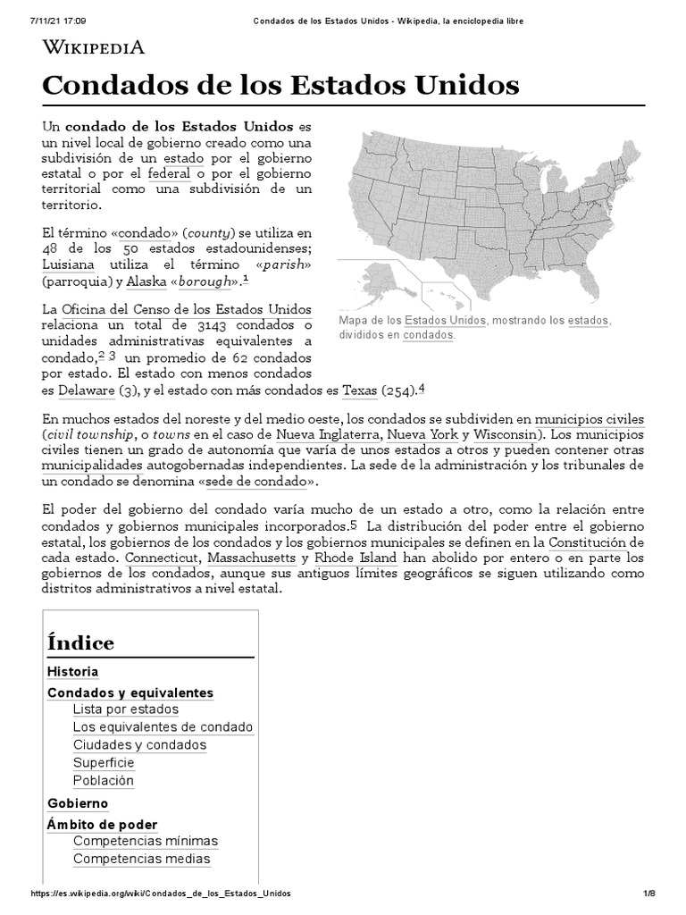 Condados de Los Estados Unidos | PDF | Condado (Estados Unidos) | Gobierno