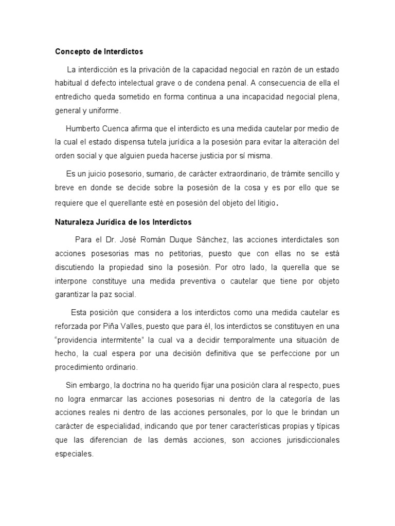 Interdictos | PDF | Posesión (Ley) | Procedimiento Civil