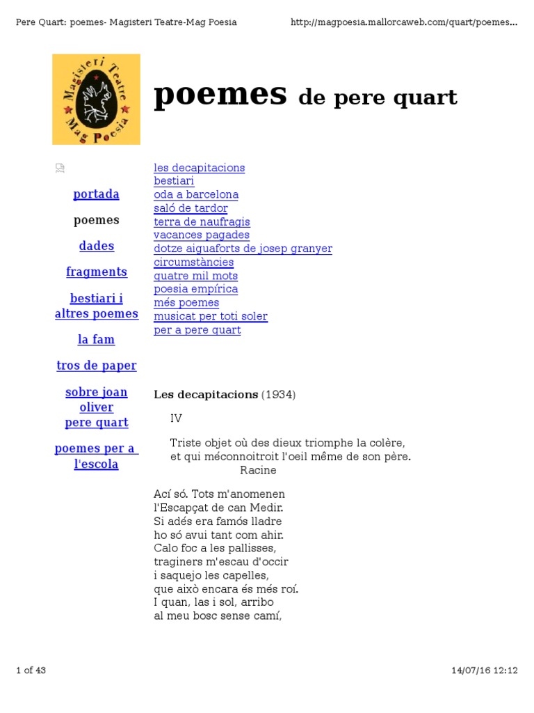 Joan Oliver - Pere Quart - Més Poemes | PDF