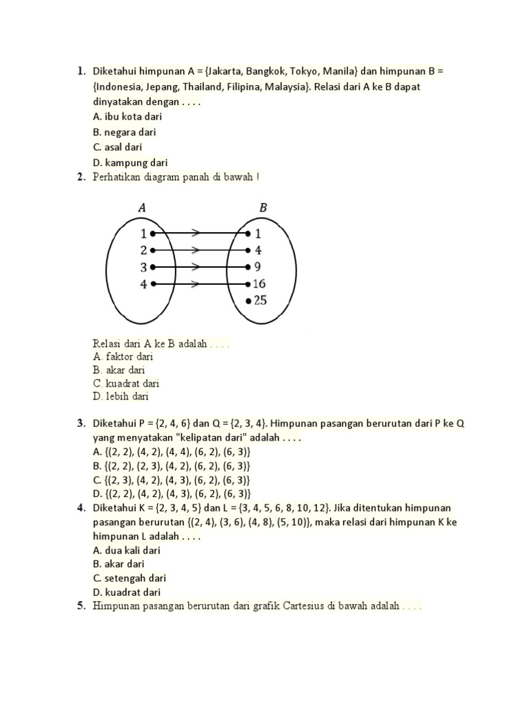 Relasi dan Fungsi dalam Matematika | PDF | Metode & Bahan Ajar