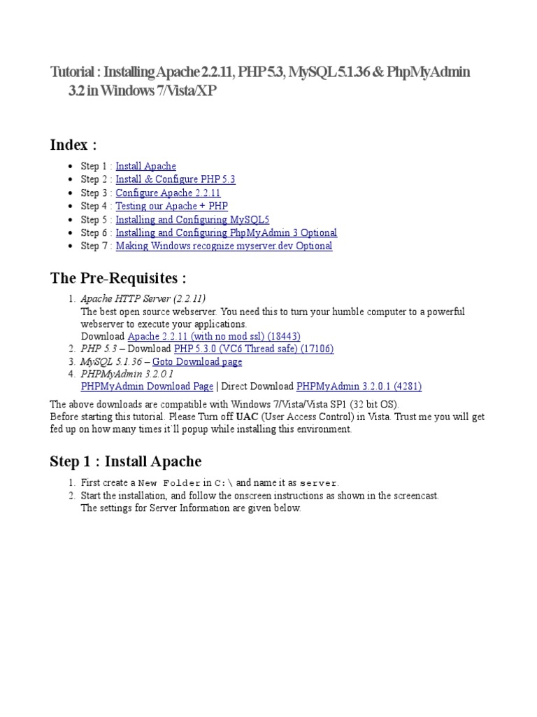 Installation Guide - WAMP | PDF | Web Server | Internet & Web