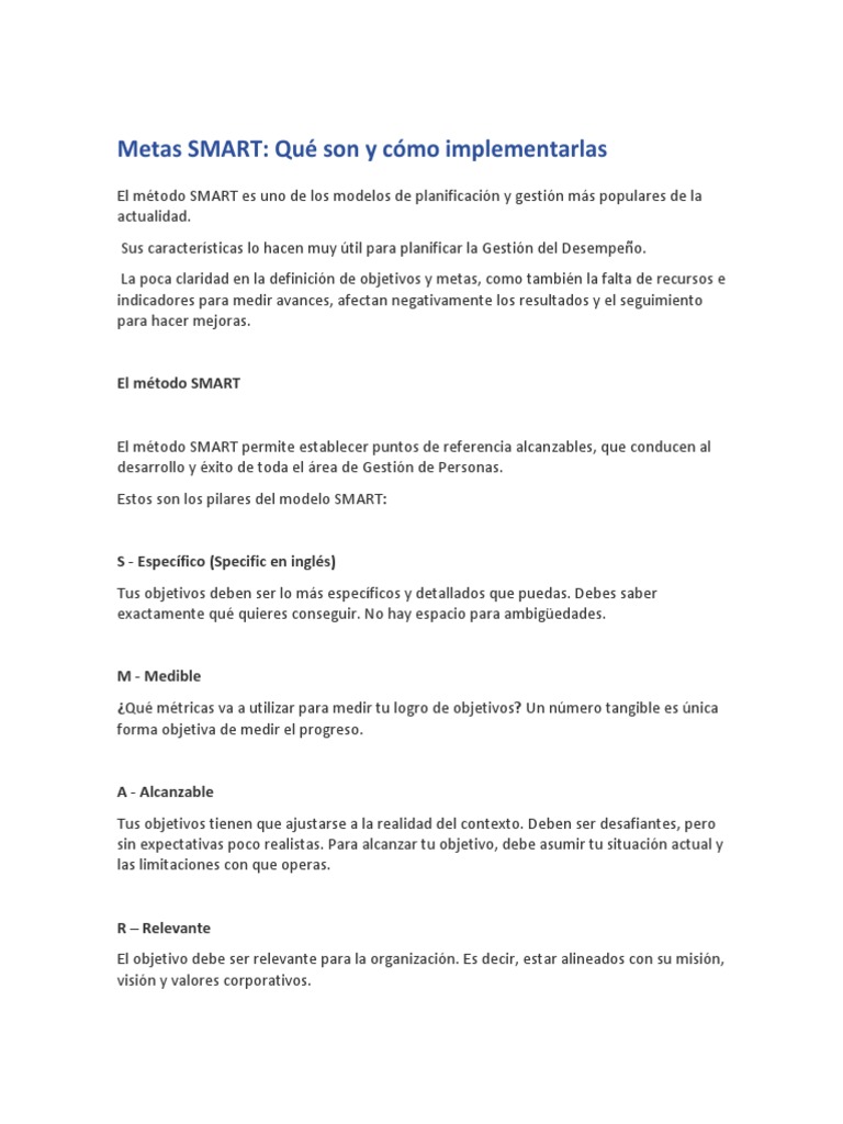 Metas Smart | PDF | Planificación | Objetivo