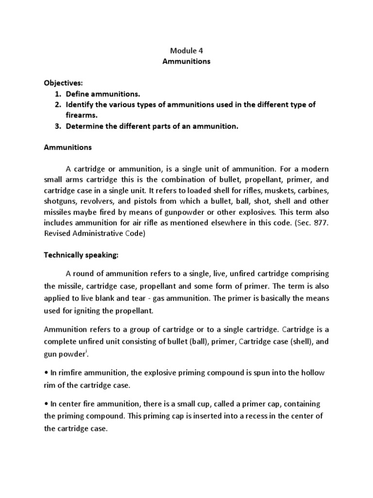 MOdule For Ammunition | PDF | Cartridge (Firearms) | Bullet