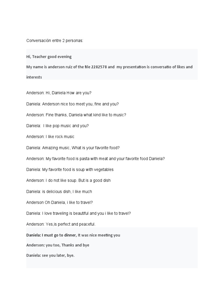 Conversación Entre 2 Personas | PDF