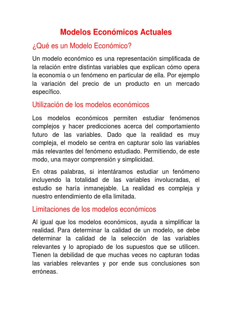 Modelos Económicos Actuales y Tipos | PDF