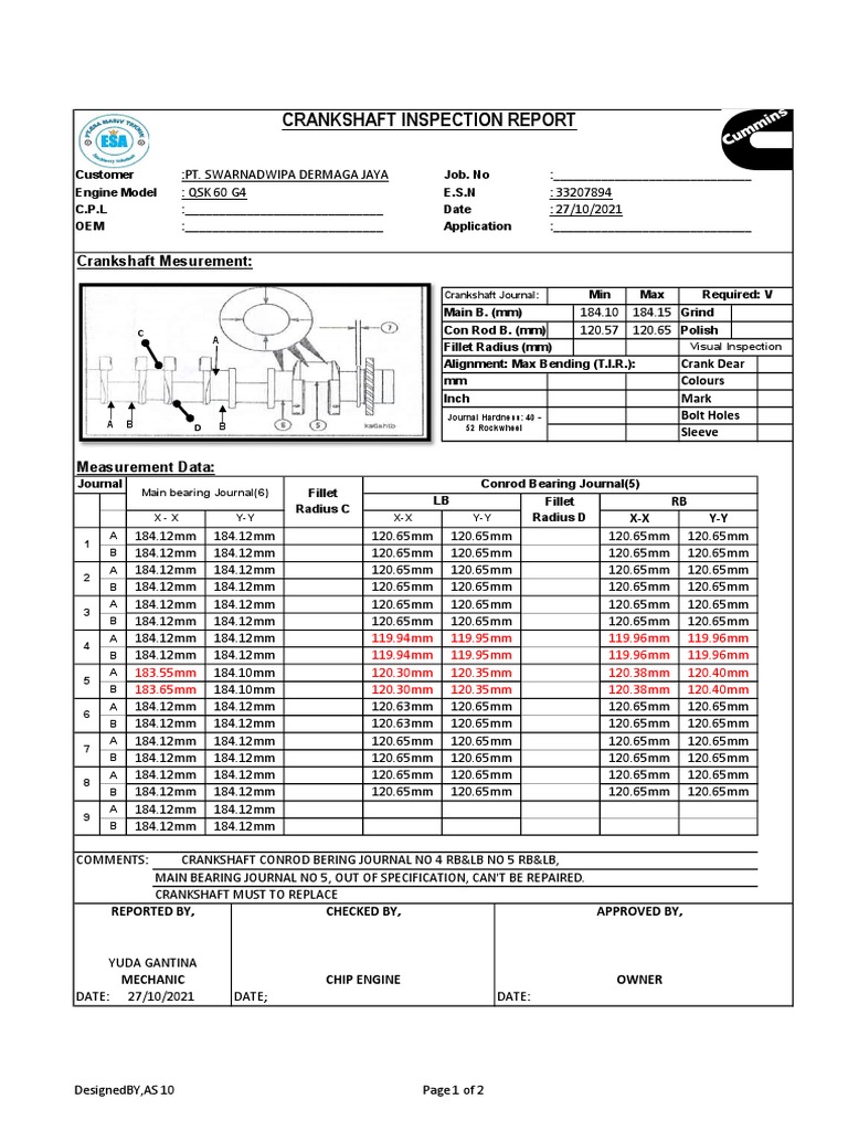 Crankshaft Measurement | PDF | Engine Technology | Vehicle Parts
