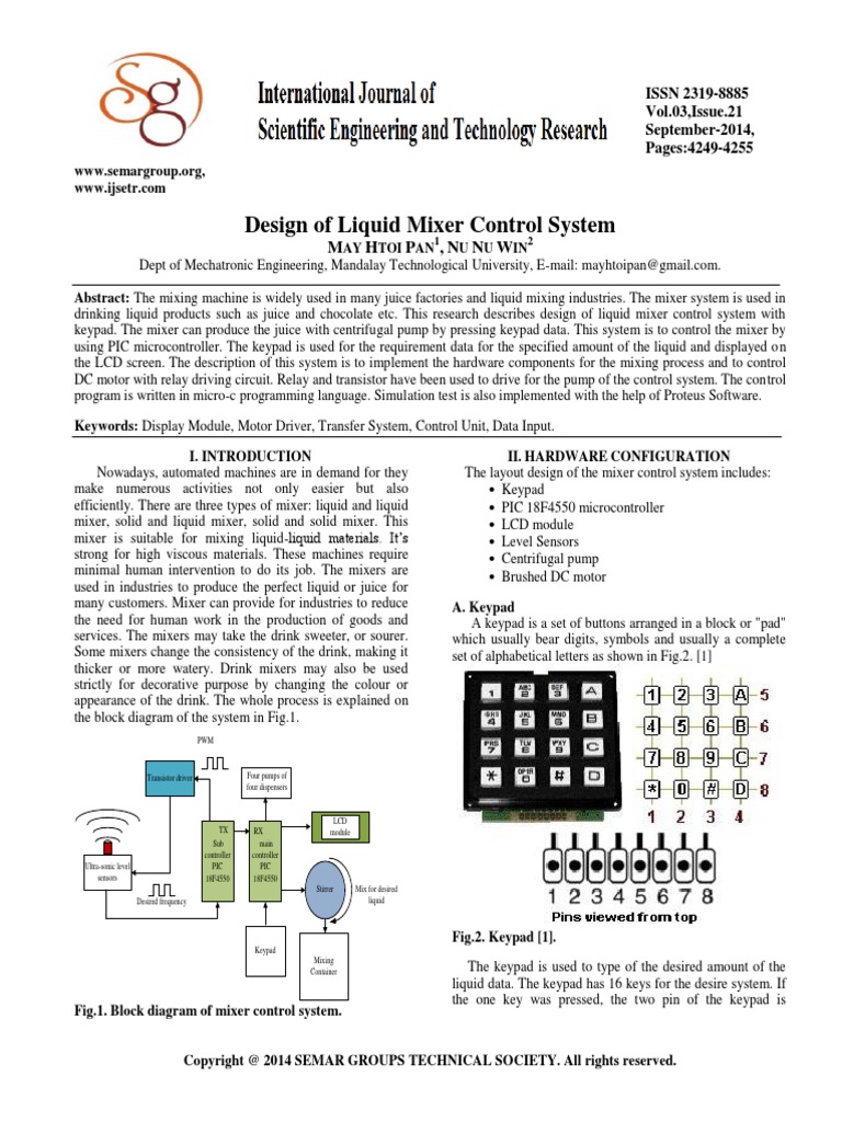 Design of Liquid Mixer Control System: M H P, N N W | PDF | Electric ...
