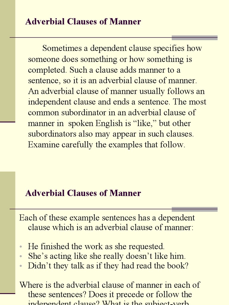 ADV Manner | PDF | Clause | Sentence (Linguistics)