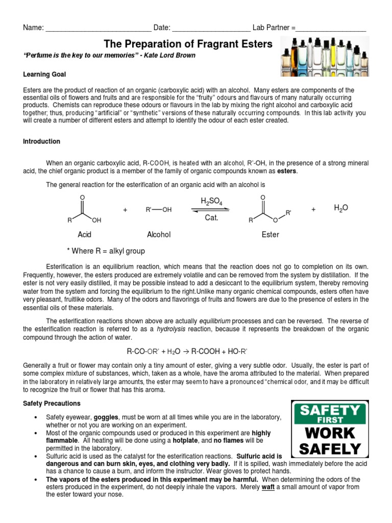 The Preparation of Esters | PDF | Ester | Alcohol