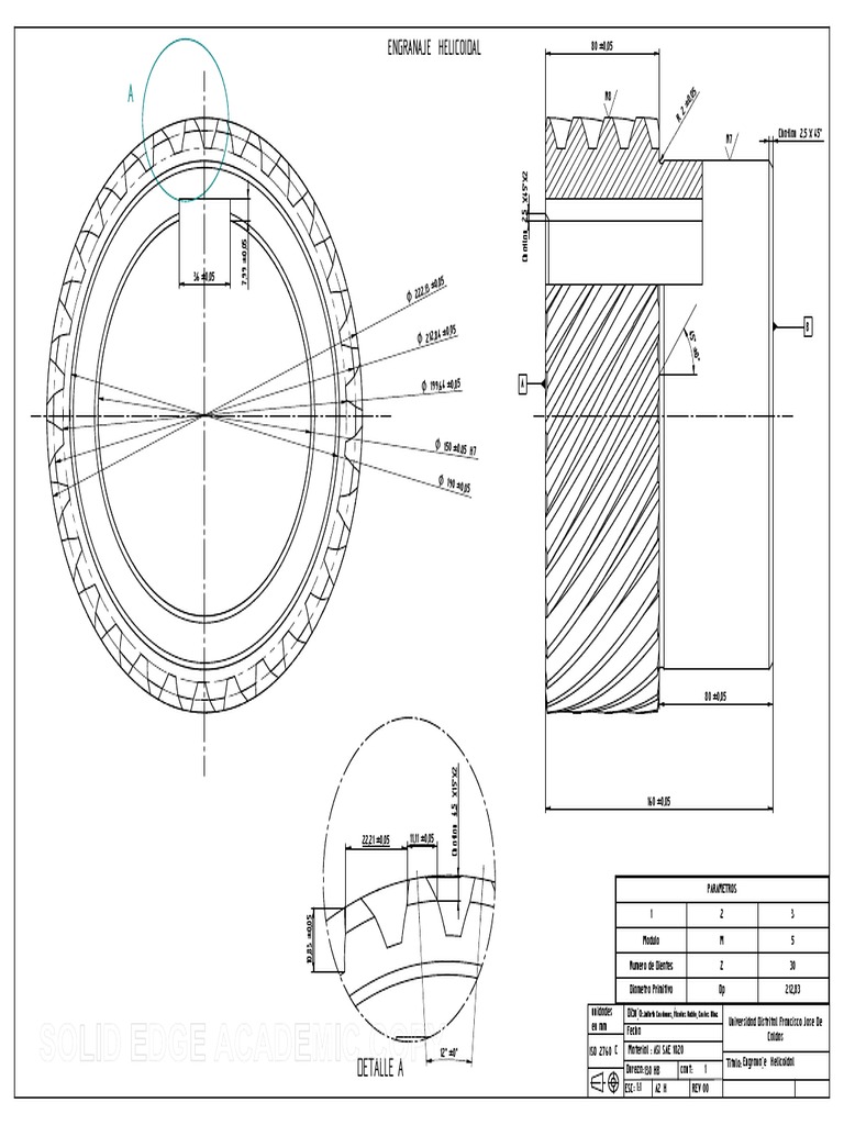 Plano Engranaje Helicoidal | PDF | Ciencia de la superficie | Mecánica