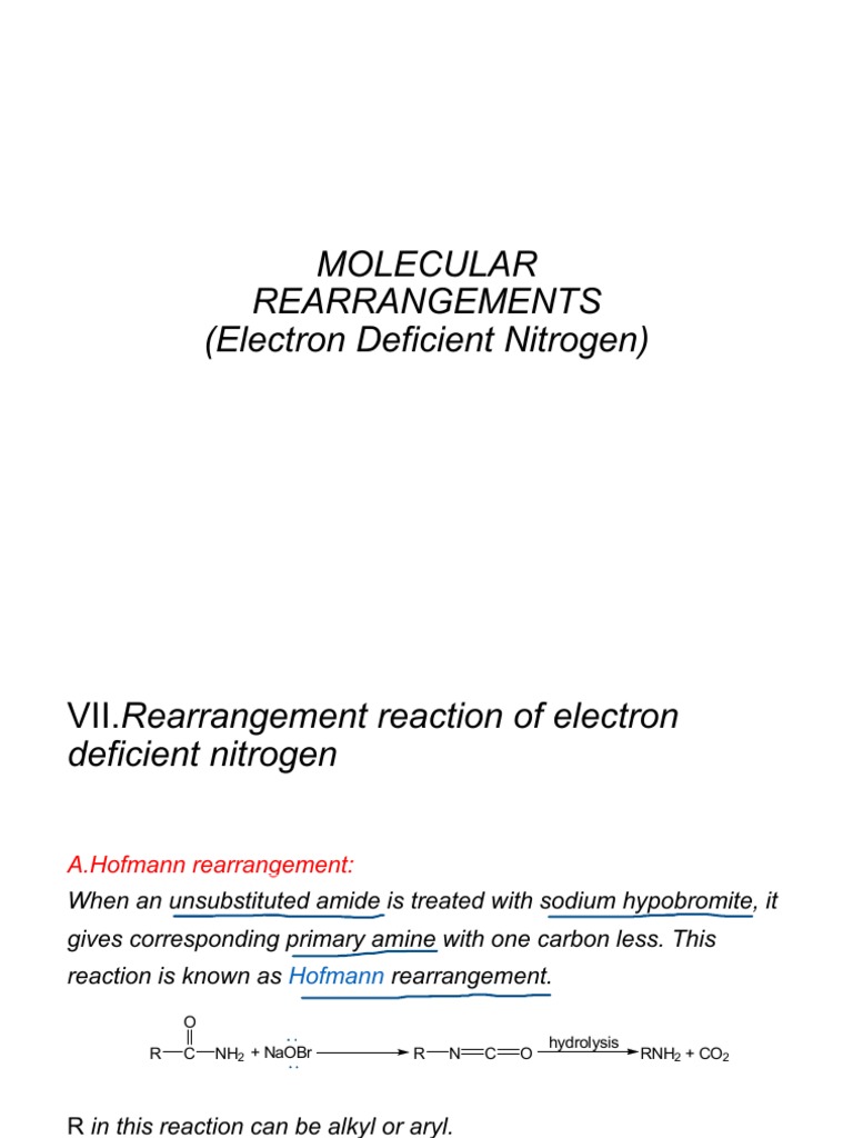 Electron-Deficient Nitrogen Rearrangements | PDF | Amine | Amide
