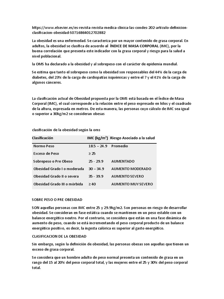 Resumen IMC | PDF | Obesidad | Índice de masa corporal