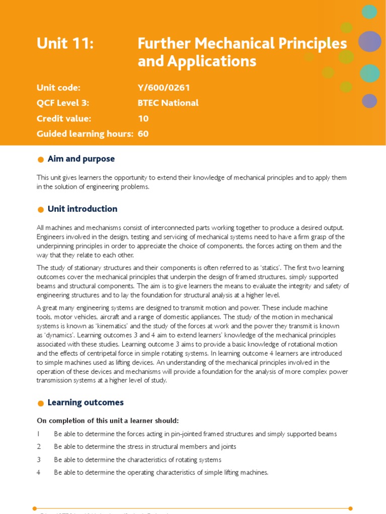 Unit 11 Further Mechanical Principles and Applications | PDF | Torque ...