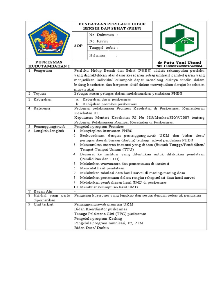 Sop-Pendataan PHBS | PDF
