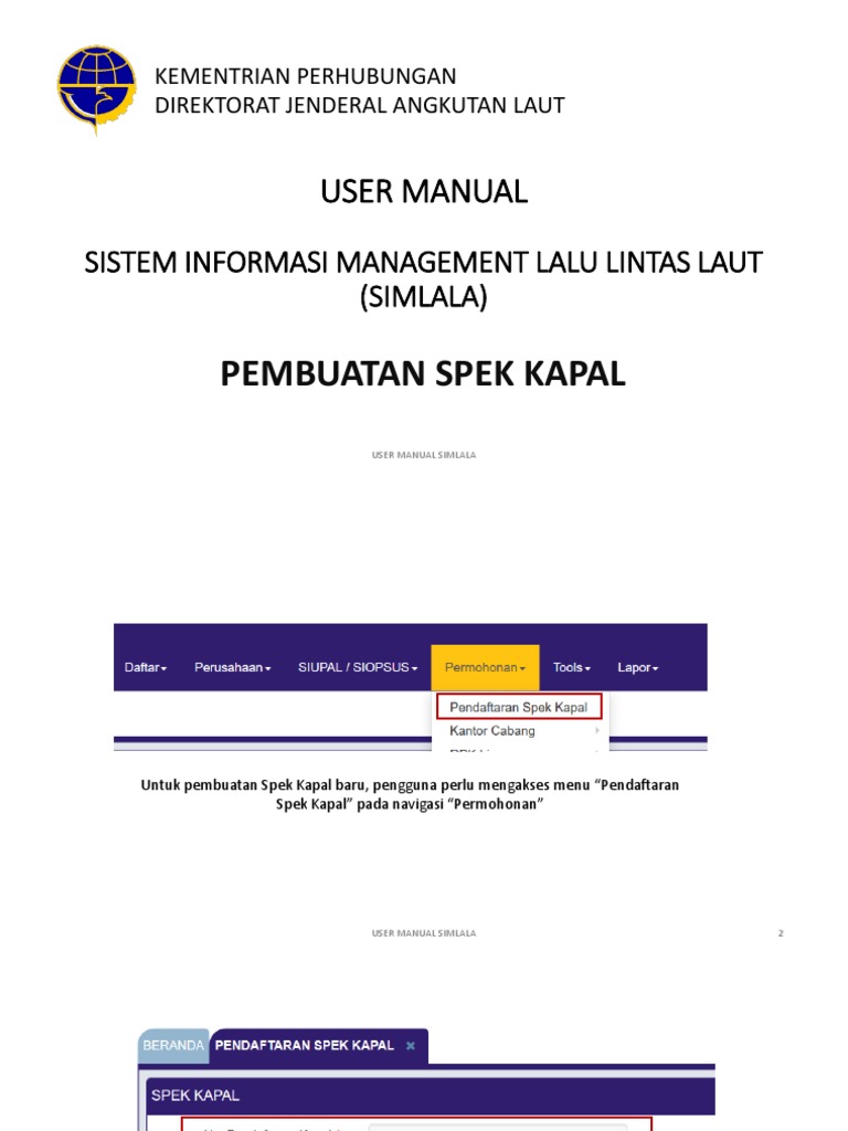 USER MANUAL - 04 - Pembuatan Spek Kapal | PDF
