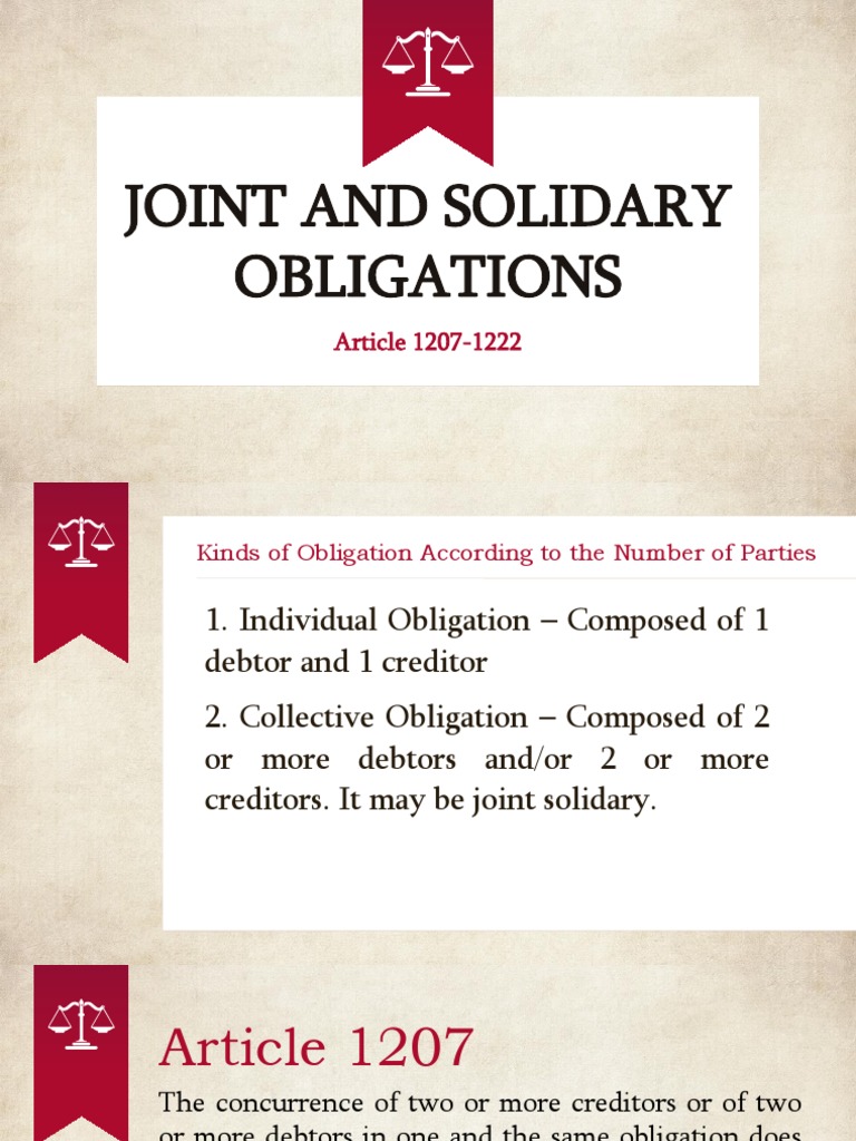 Joint vs. Solidary Obligations Guide | PDF | Debtor | Payments