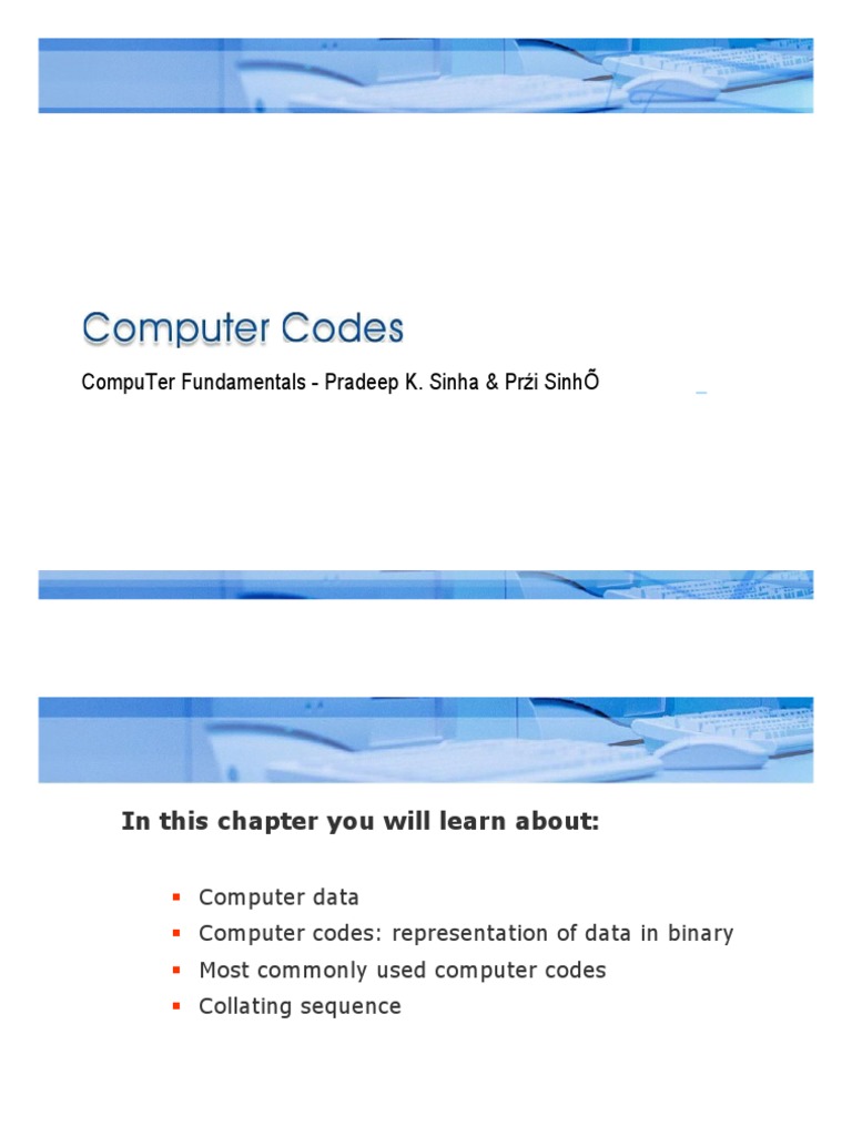 Chapter 4 Computer Codes | PDF | Binary Coded Decimal | Character Encoding