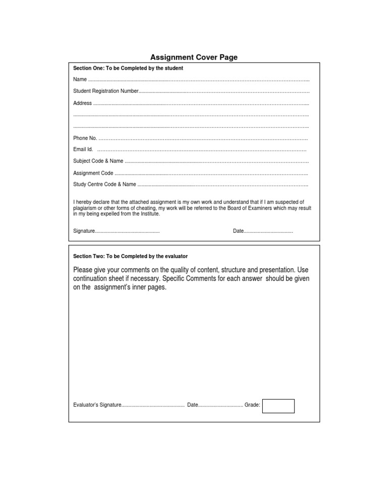 Assignment Cover Page Template | PDF | Career & Growth | Finance ...