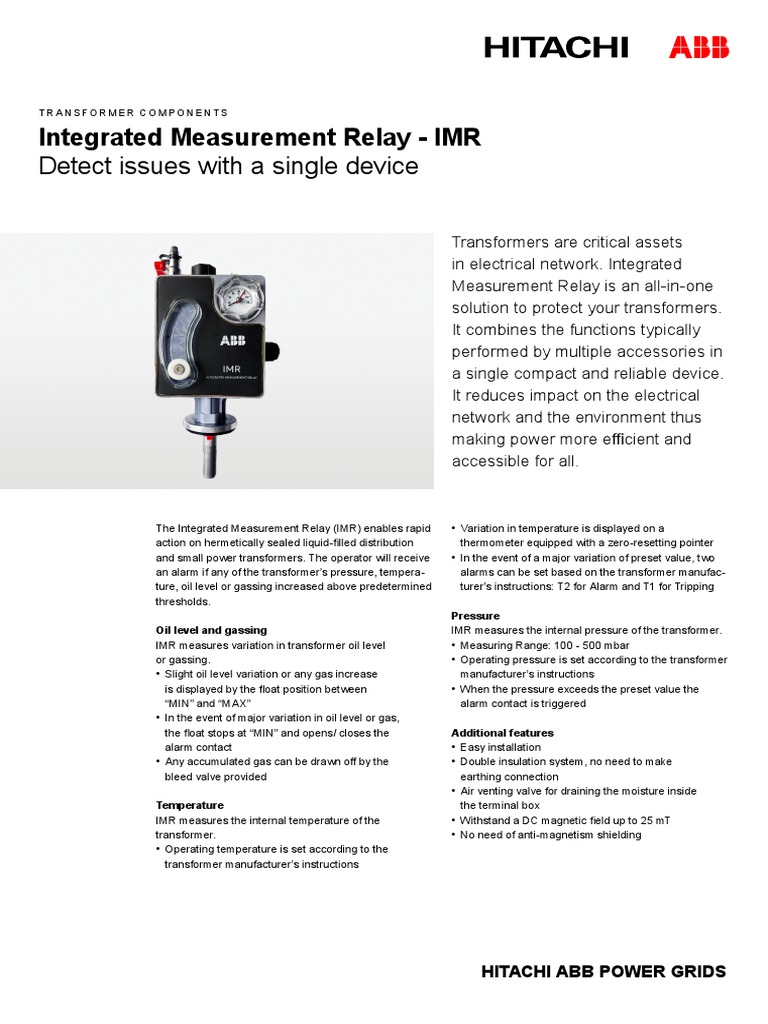 1ZBG000482 - en - A - Integrated Measurement Relay - IMR | PDF | Relay ...