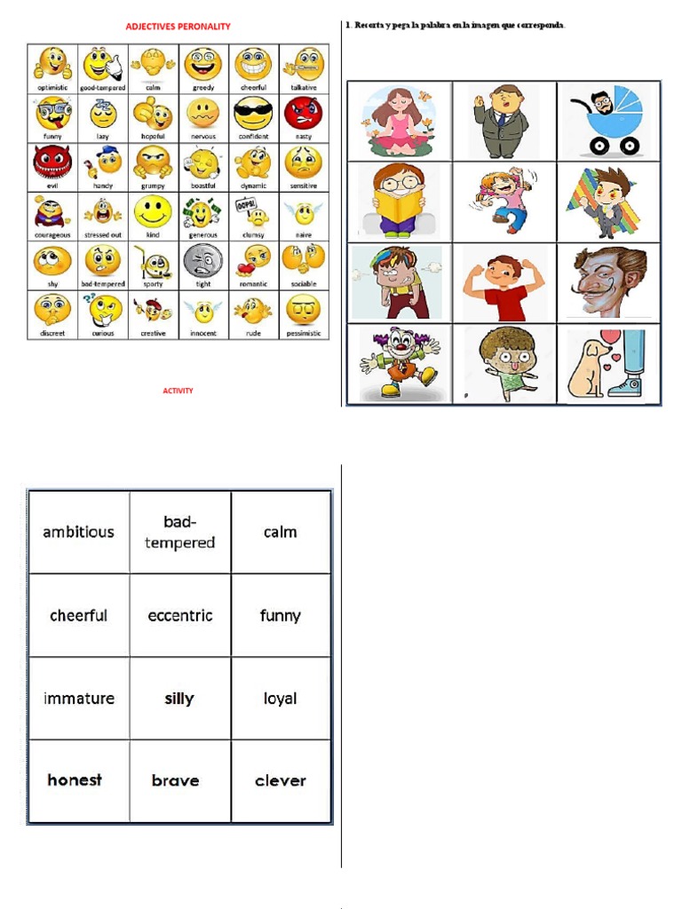 Adjetivos de Personalidad Actividades | PDF