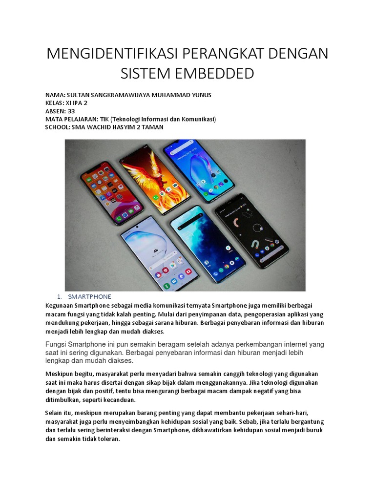 Tugas Contoh Perangkat Embedded Systems SULTAN S.M.Y XI IPA 2 No.33 | PDF