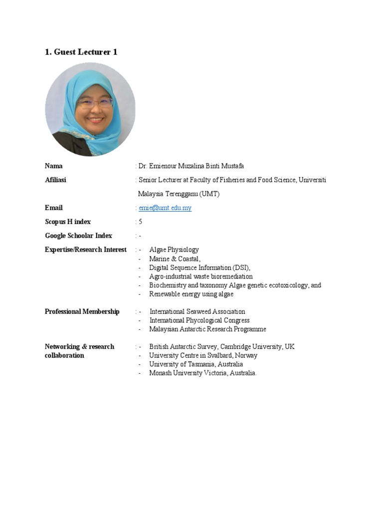 MSP - CV Singkat Guest Lecturer | PDF | Organisms | Biology
