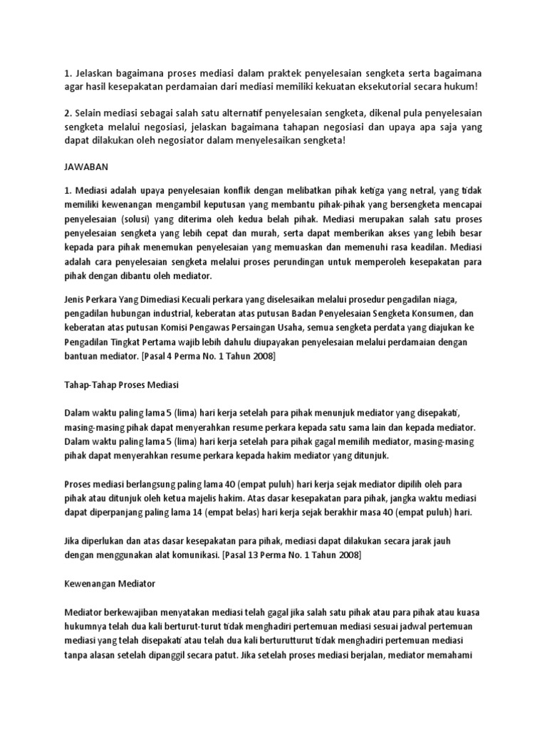 Proses Mediasi dan Negosiasi Sengketa | PDF | Politik