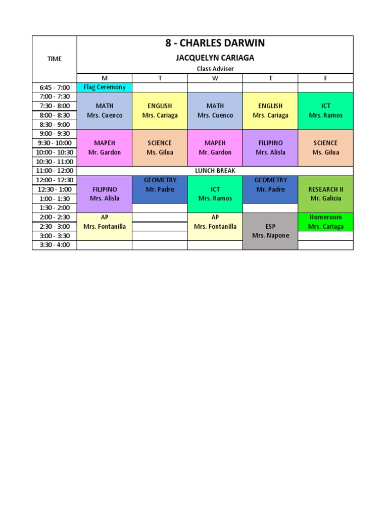 Grade 8 Class Program | PDF | Schools | Educational Institutions