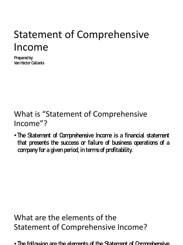 Statement of Comprehensive Income Updated | PDF | Expense | Revenue