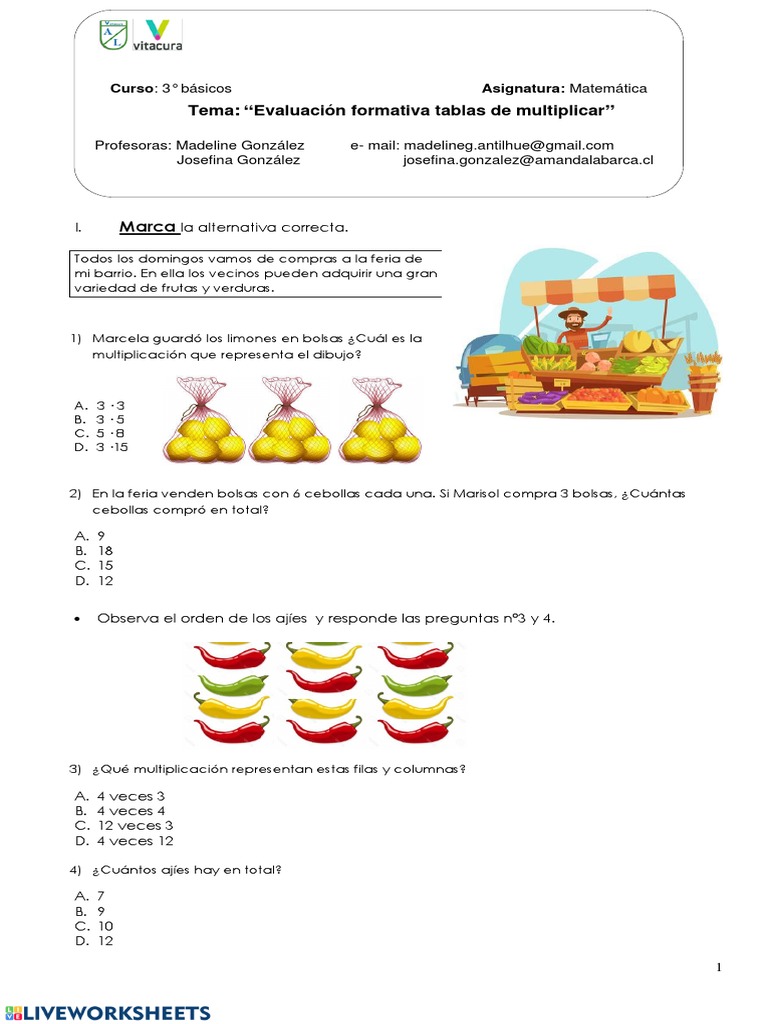 Prueba de Multiplicaciones 3° | PDF | Multiplicación | Matemáticas