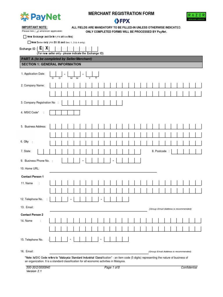 Paynet Merchant Registration Form | PDF | Legal Liability | Sales