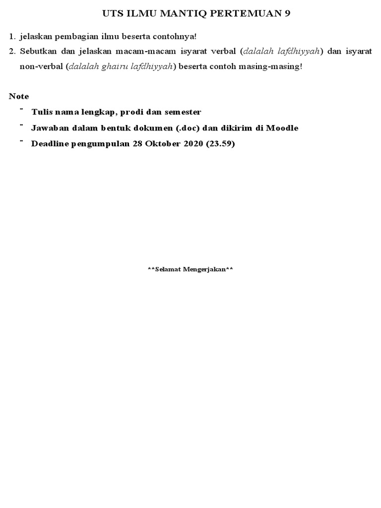 Uts Ilmu Mantiq Tm-9 | PDF