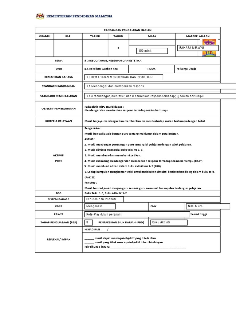 RPH BM THN 3-Unit 13 | PDF