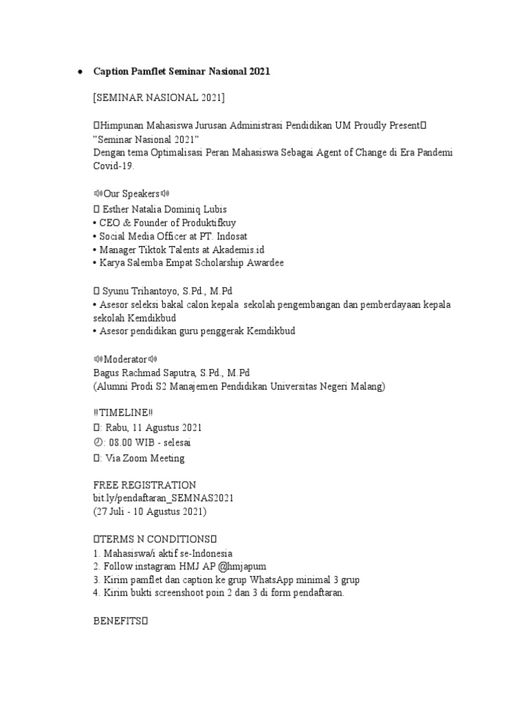 Caption Pamflet + Link IG HMJ AP UM | PDF