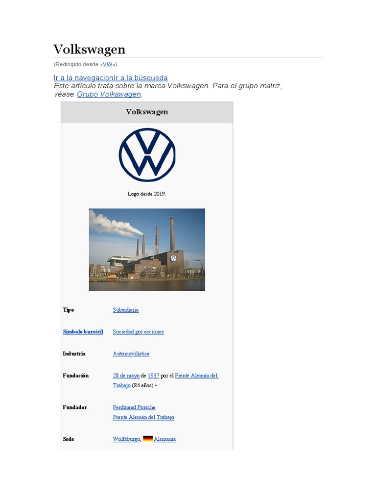 Fundador y Marcas de Volkswagen | PDF | Volkswagen | Industria automotriz