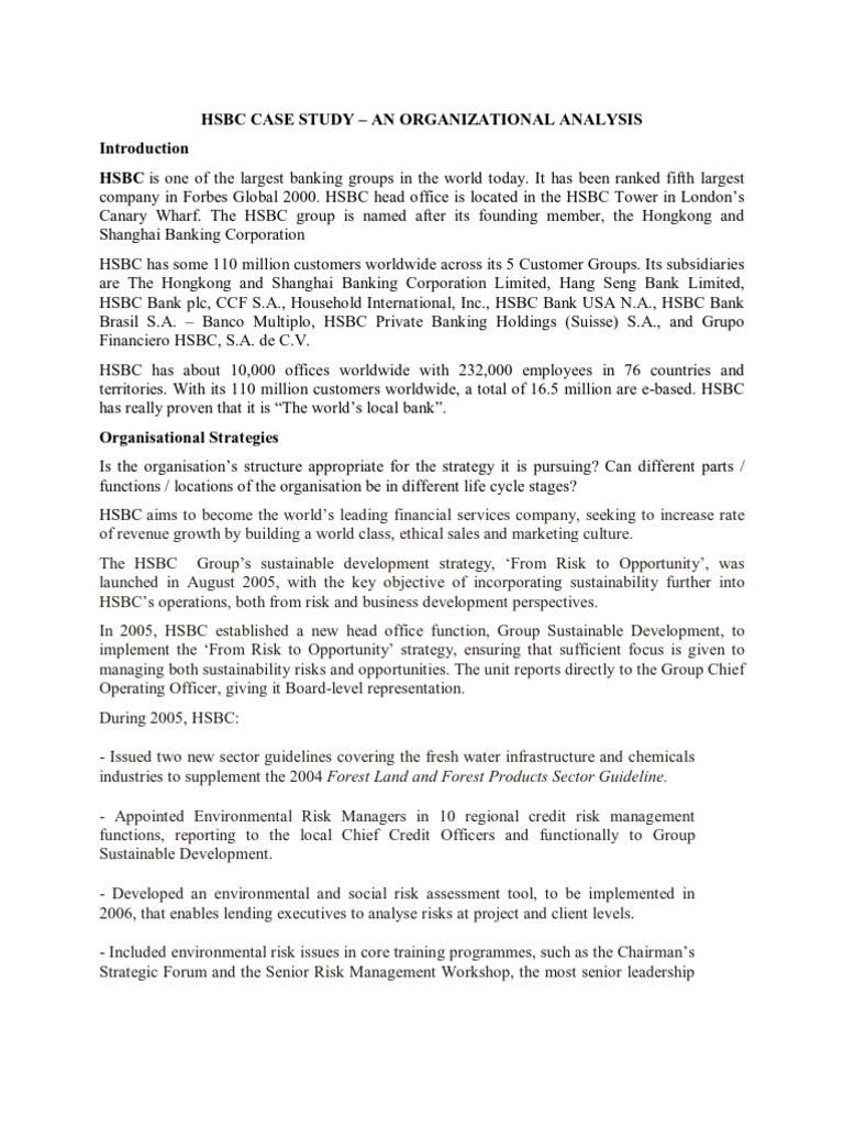 HSBC Case Study | Download Free PDF | Hsbc | Corporate Social ...