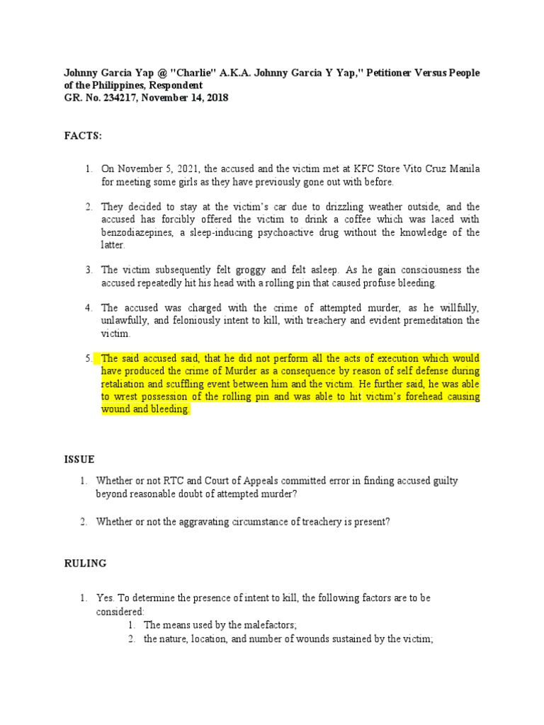 Johnny Garcia Yap Versus People of The Philippines | PDF | Murder ...