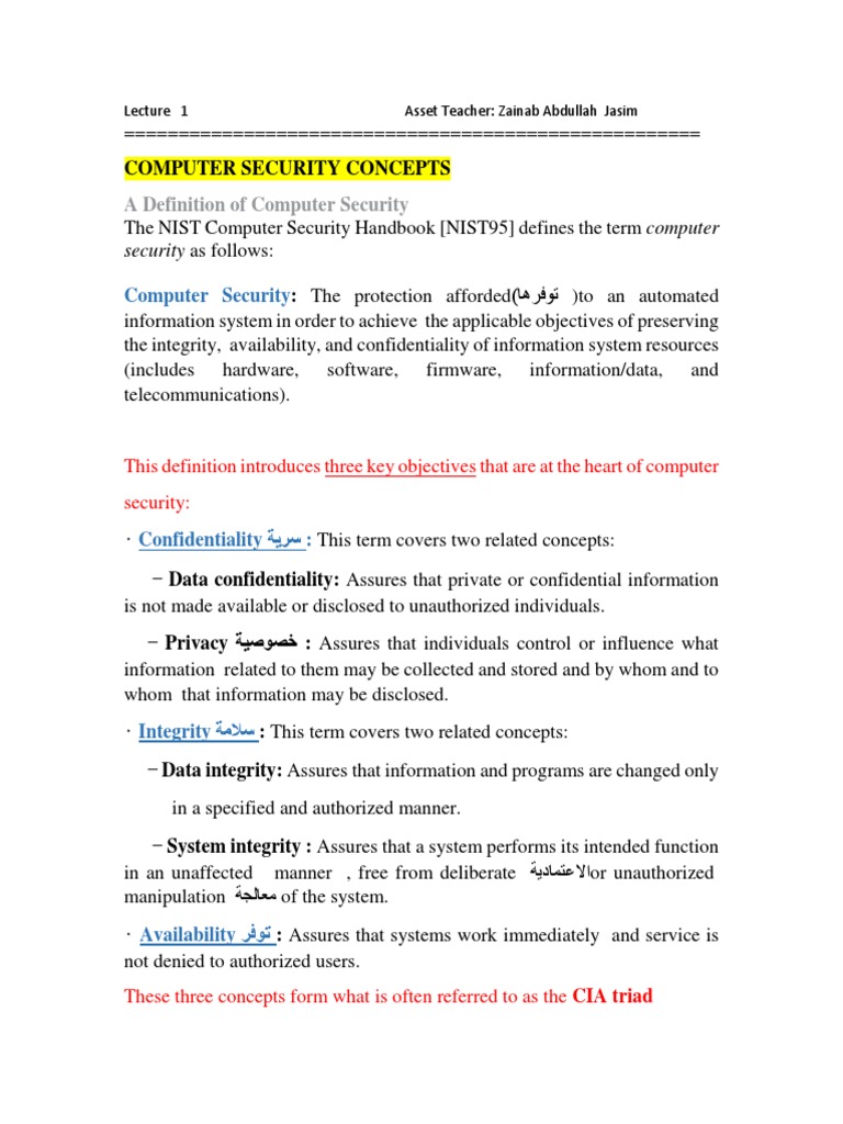 Computer Security: Key Concepts Explained | PDF | Threat (Computer) | Vulnerability (Computing)