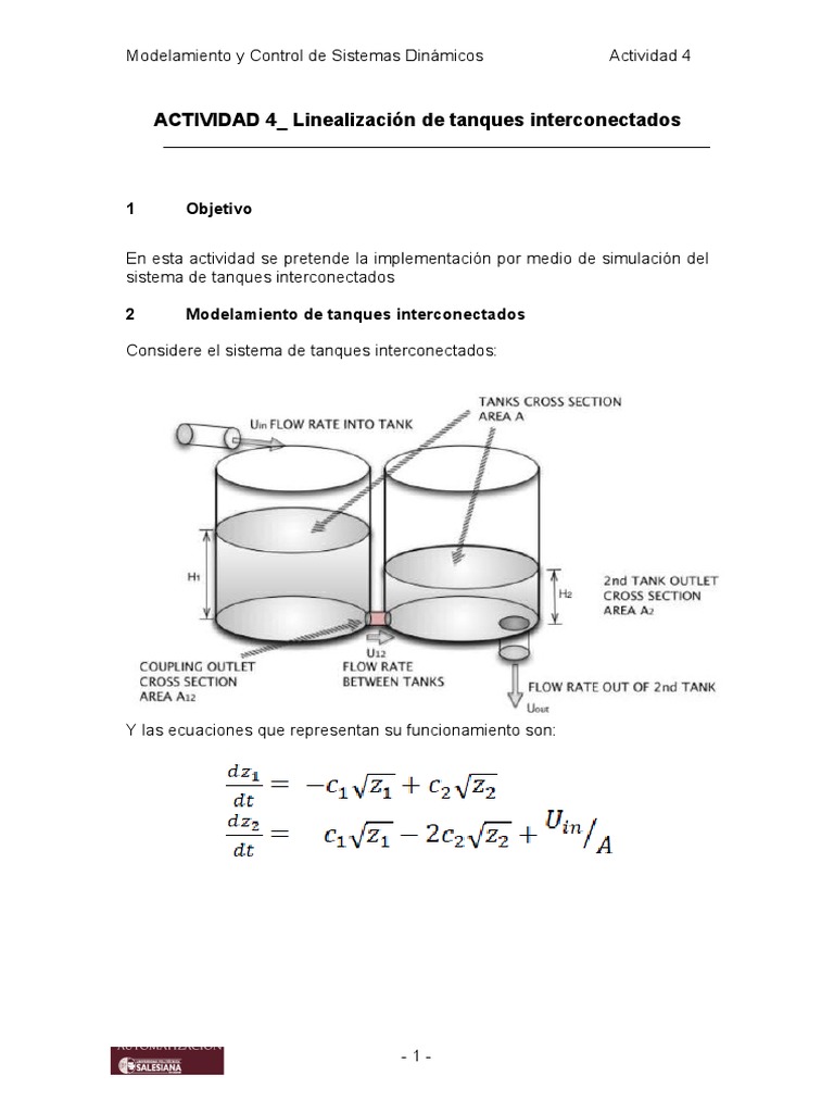 ACTIVIDAD 4 - Linealización de Tanques Interconectados | PDF