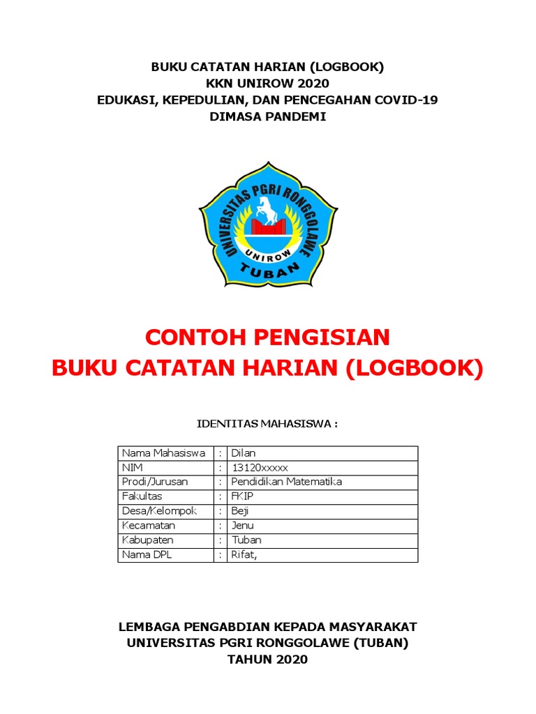 6 Contoh Pengisian Buku Catatan Harian (Logbook) KKN Unirow 2021 | PDF