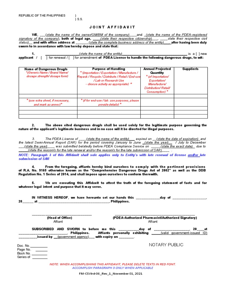 Joint Affidavit: Republic of The Philippines) ) S.S | PDF | Affidavit ...