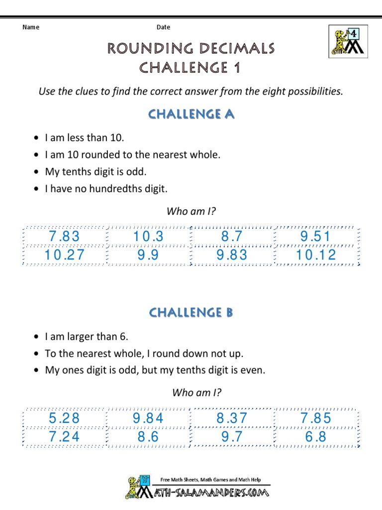 Decimal Place Value Riddles | PDF | Home & Garden